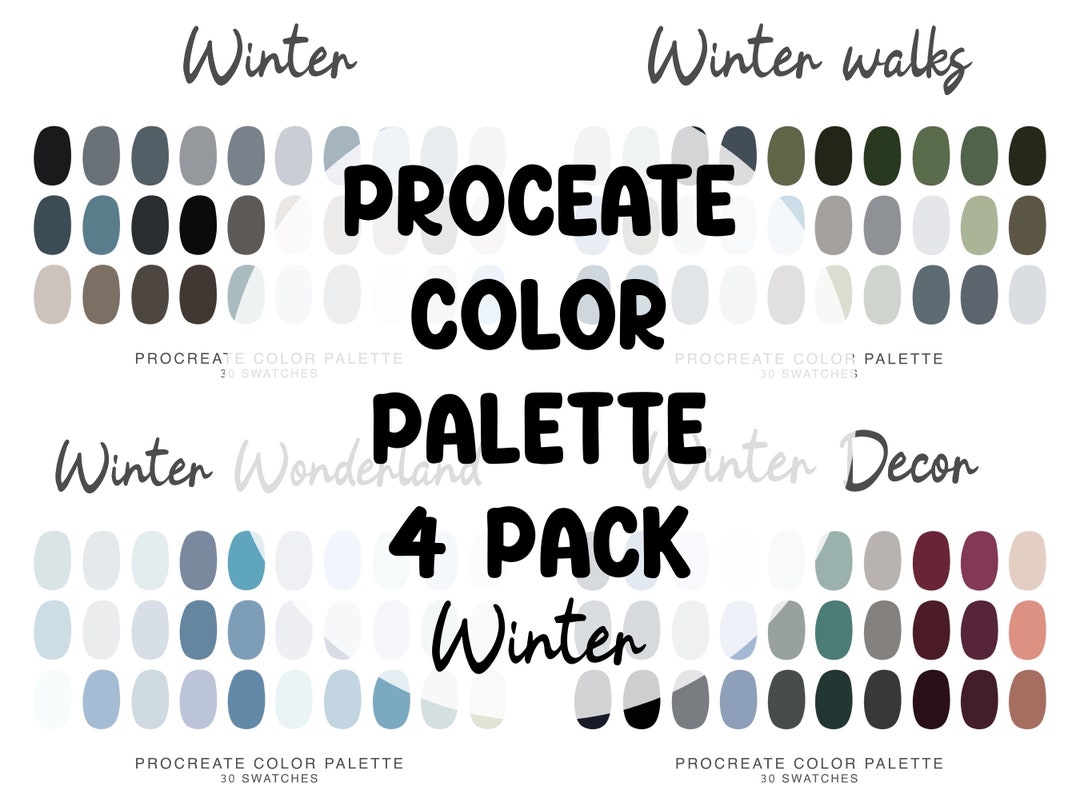 Winter Procreate Color Palette 4 Pack, iPad Procreate Illustration ...