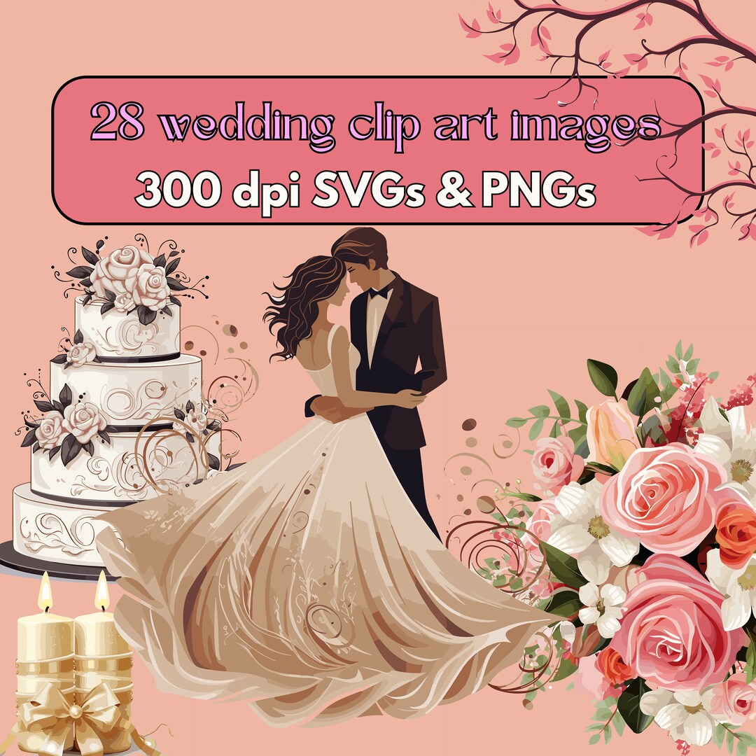 Wedding Themed Clip Art Bundle 28 Wedding Themed Svgs and Pngs Clip Art ...