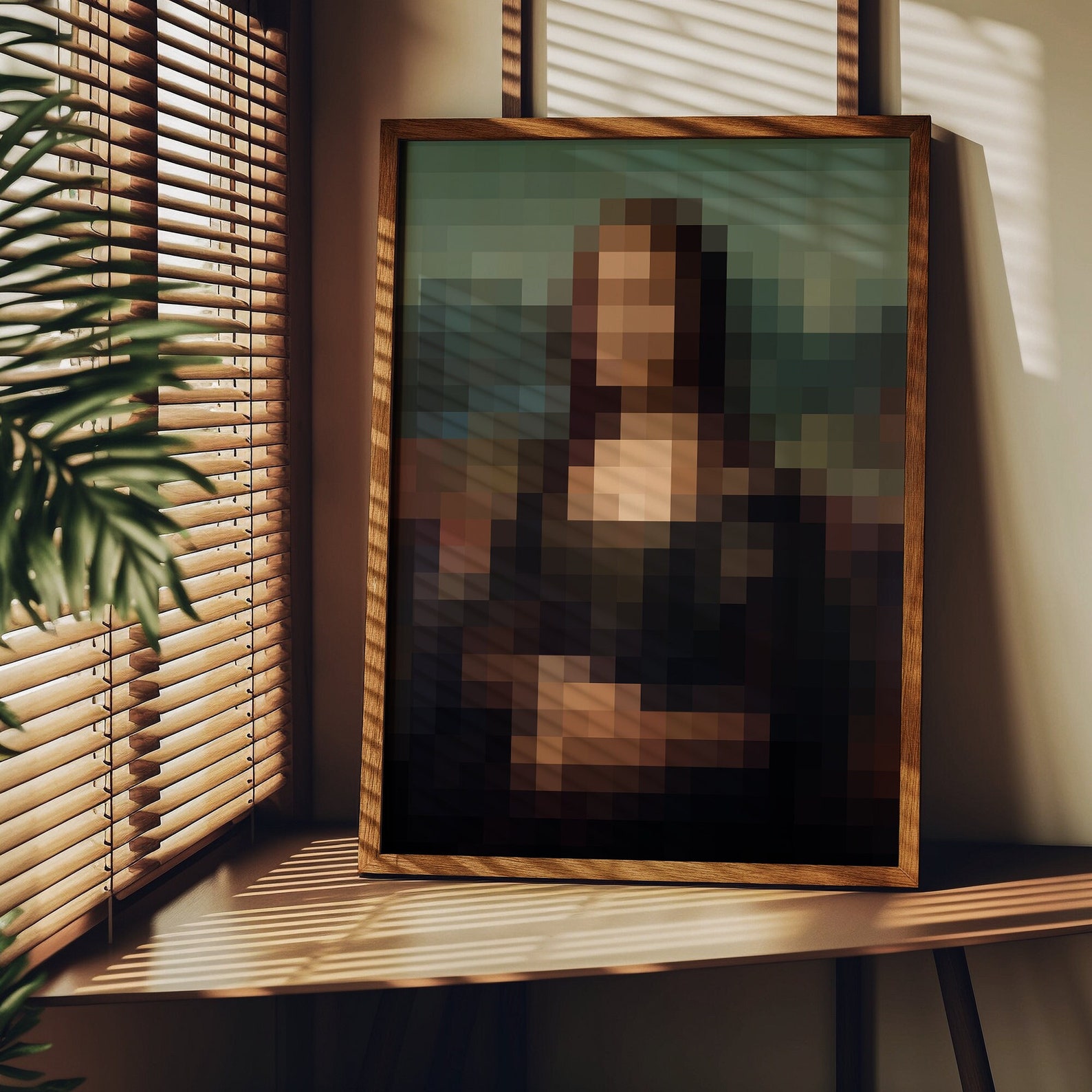 Mona Lisa Portrait Pixel Artwork Oil Painting Pixelart Living Room Wall ...