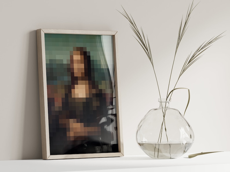 Mona Lisa Portrait Pixel Artwork Oil Painting Pixelart Living Room Wall ...