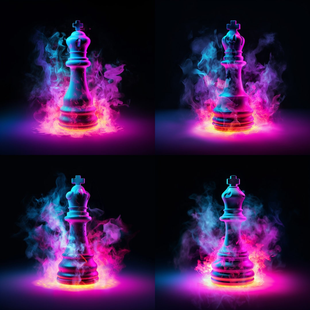 Colourful Neon Chess Wall Art | Chess Art | Neon Theme | Digital ...