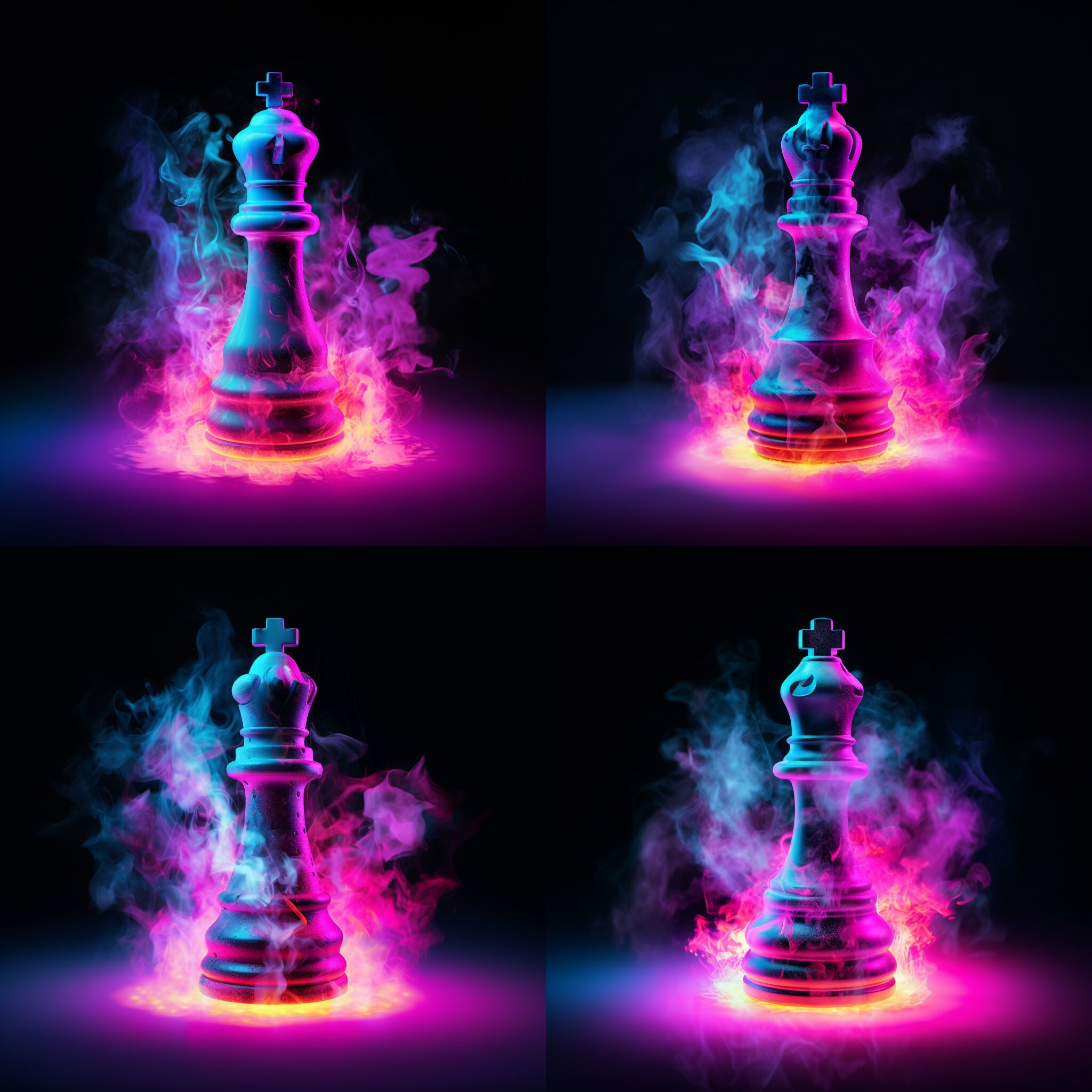 Colourful Neon Chess Wall Art | Chess Art | Neon Theme | Digital ...