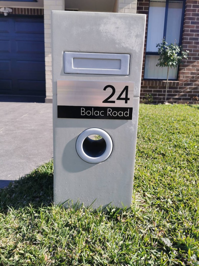 Custom House Number and Street Name Address Plaque Brushed Aluminium ...