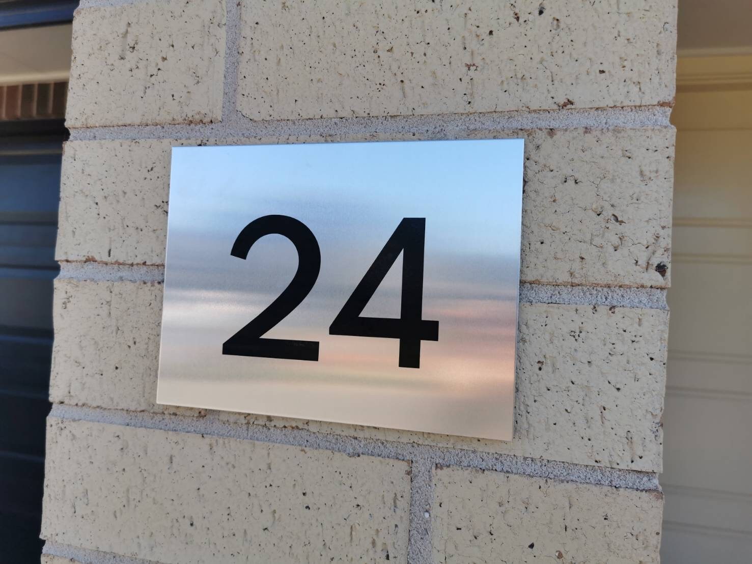 Custom House Number and Street Name Address Plaque Brushed Aluminium ...