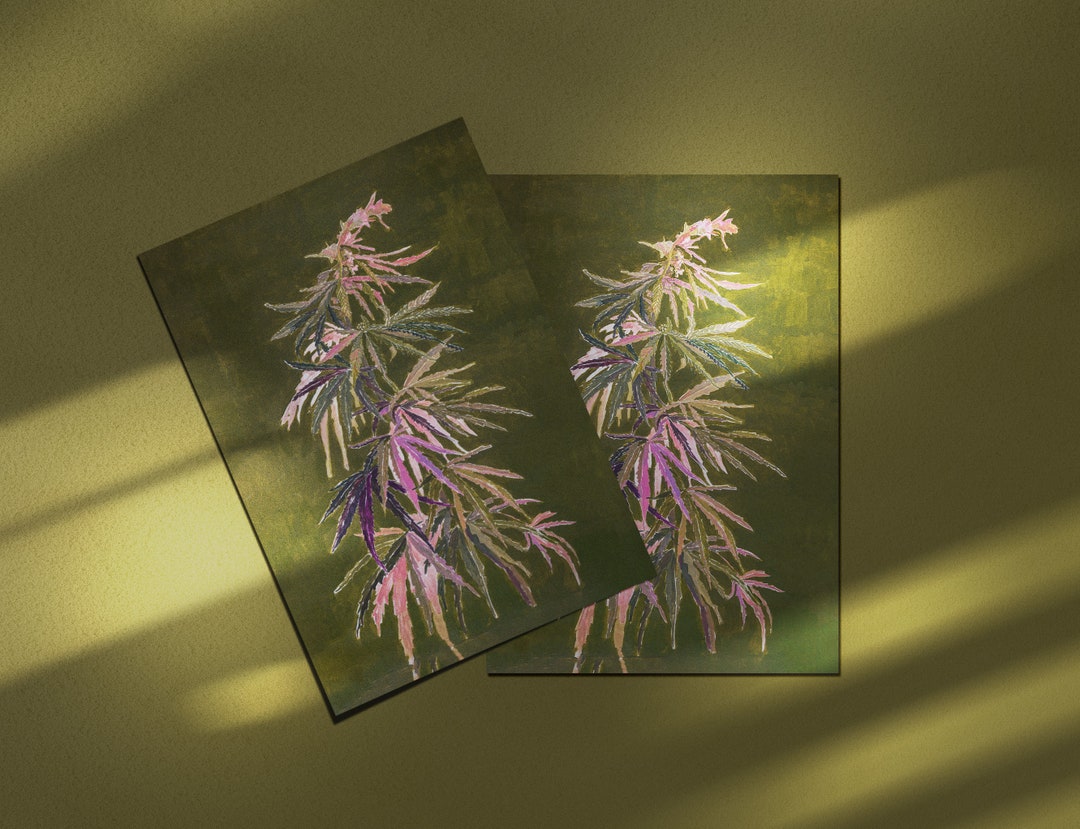 Cannabis Painting Print, Boho Home Decor, Wall Art Prints, Botanical ...