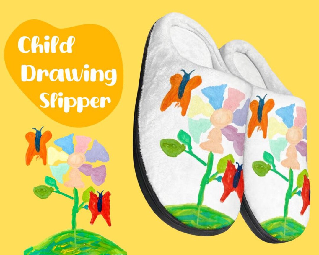 Custom Photo Slippers , Child Drawing Slippers , Gift for Dad / Mom ...