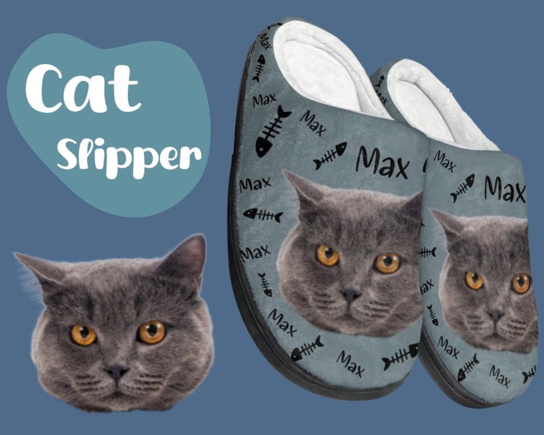 Custom Cat Slippers , Custom Cat House Shoes , Personalized Slippers ...