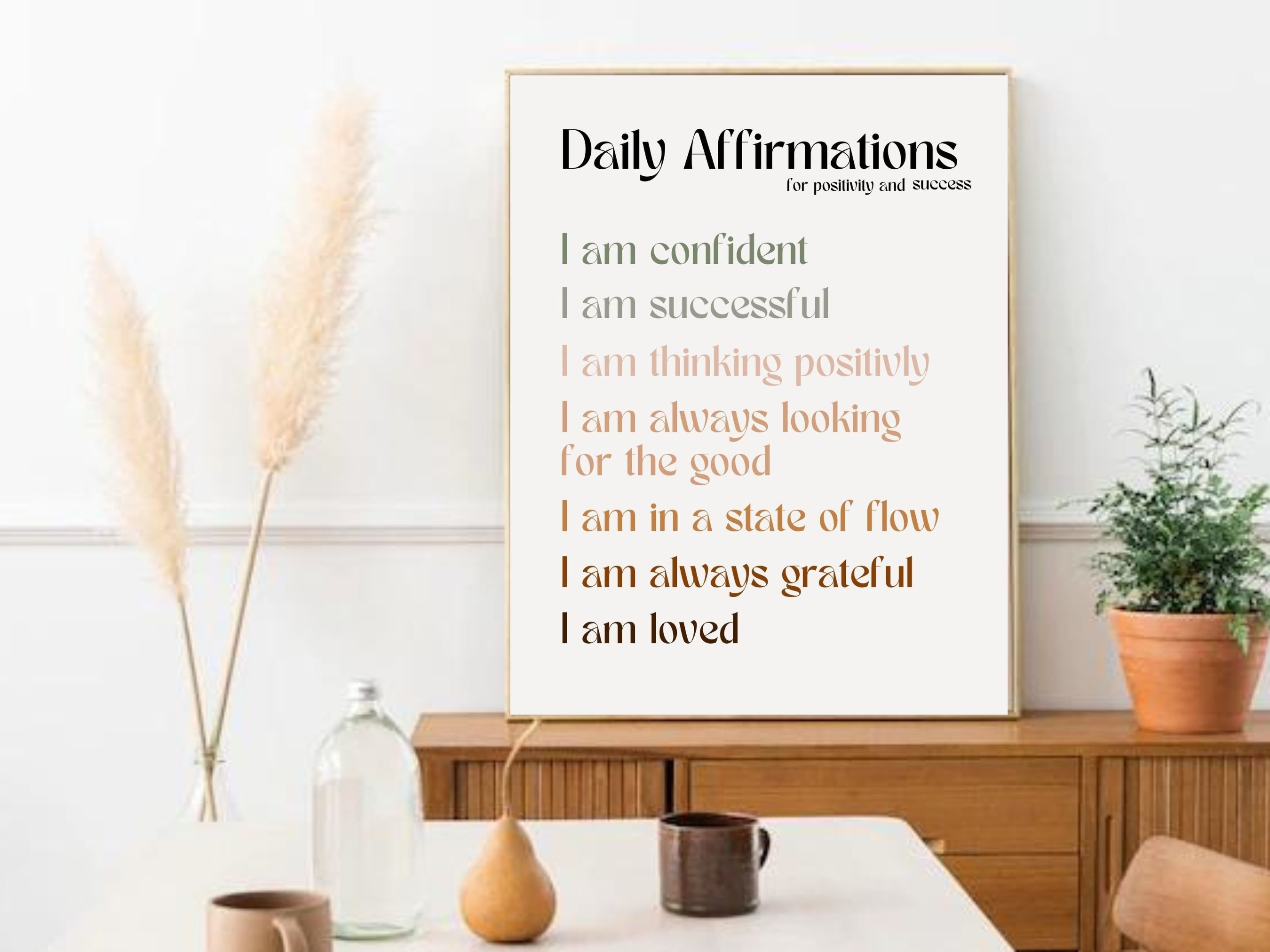 Printable Positive Affirmations Wall Art Poster, Minimalist Printable ...