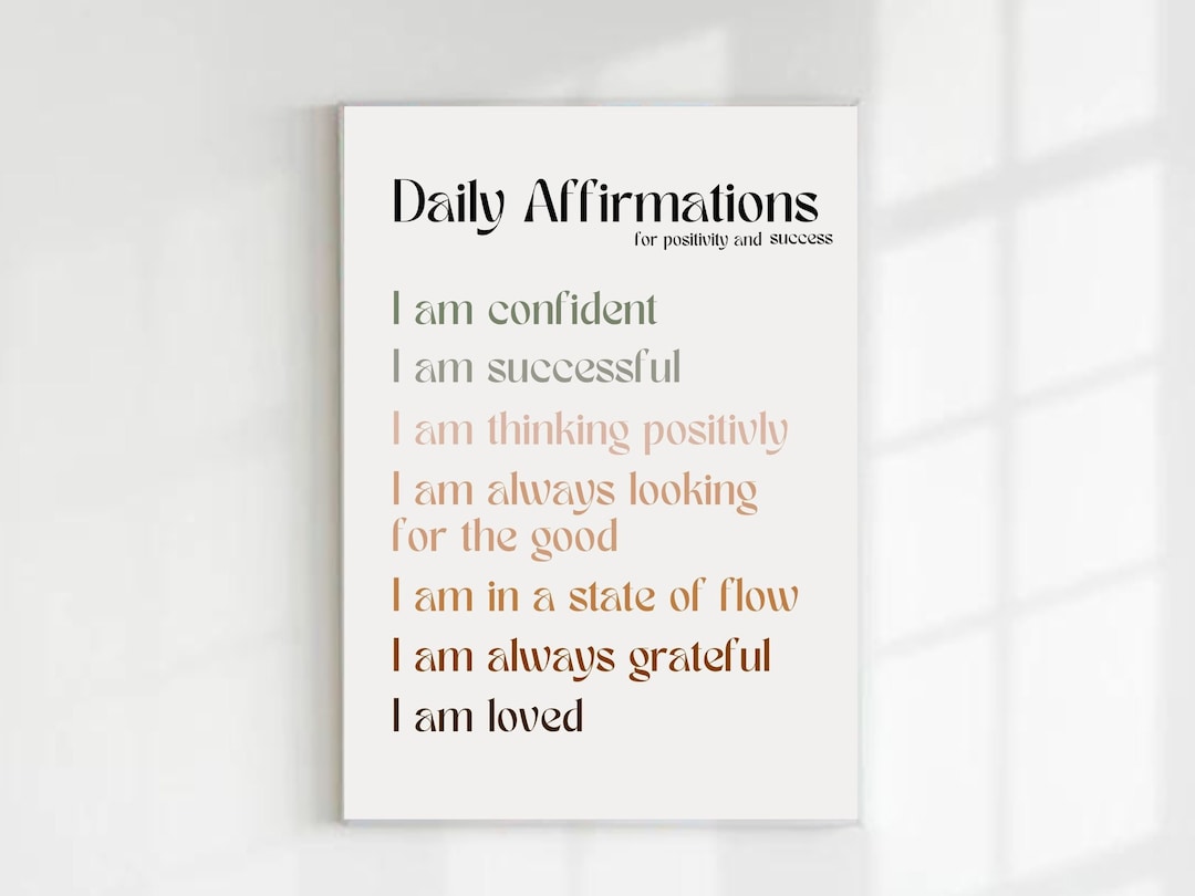 Printable Positive Affirmations Wall Art Poster, Minimalist Printable ...