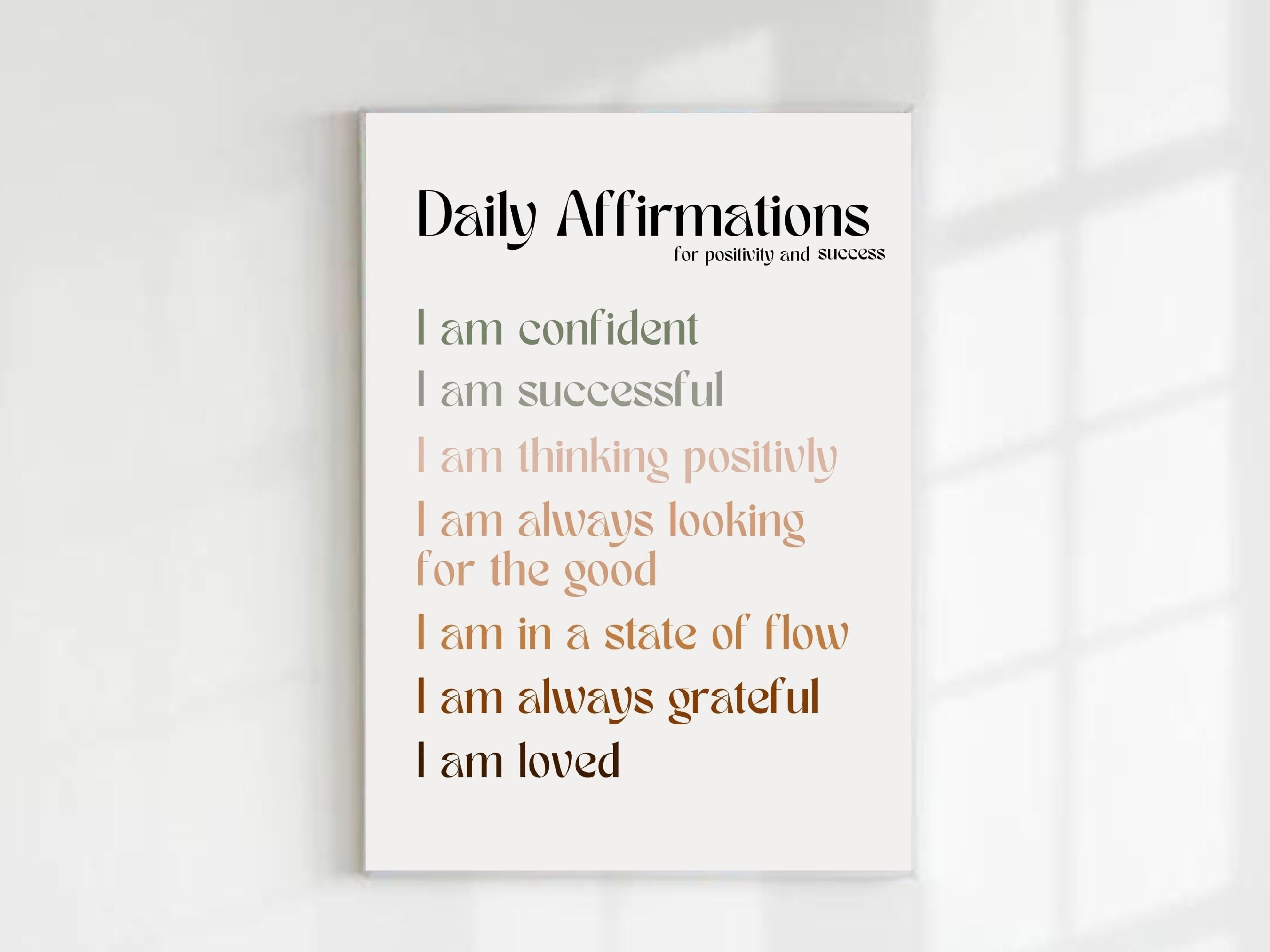 Printable Positive Affirmations Wall Art Poster, Minimalist Printable ...