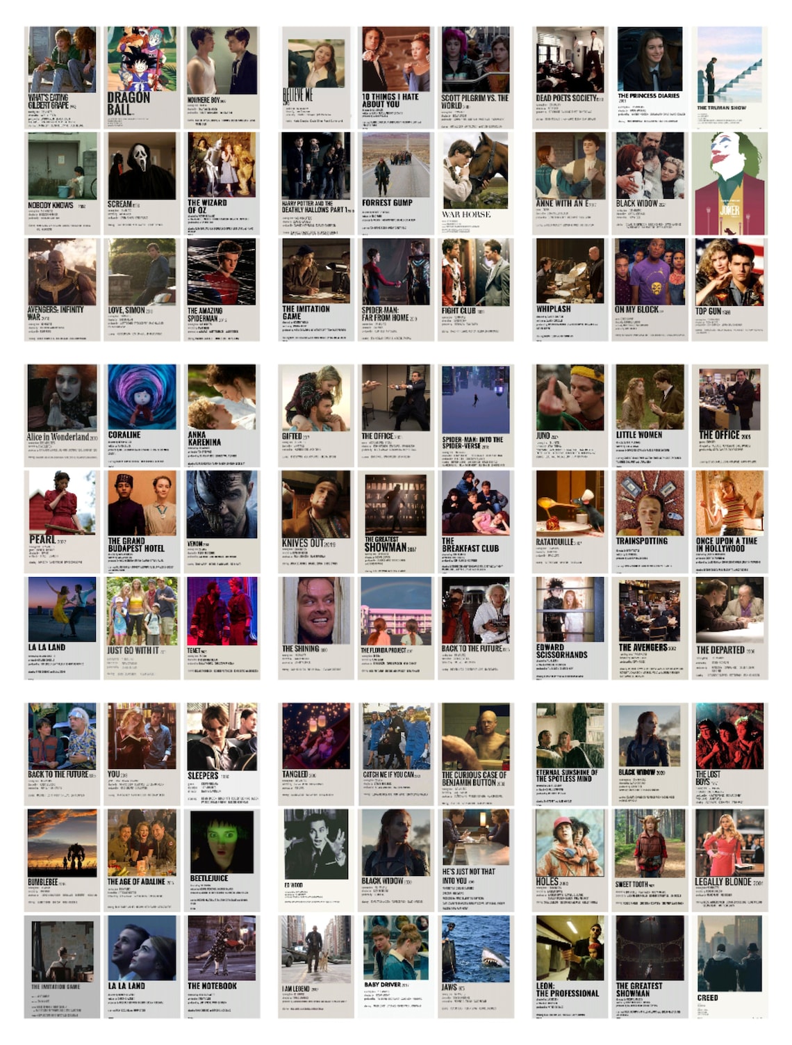 300PCS Minimalist Movie Covers Kit Vintage Movie Posters - Etsy