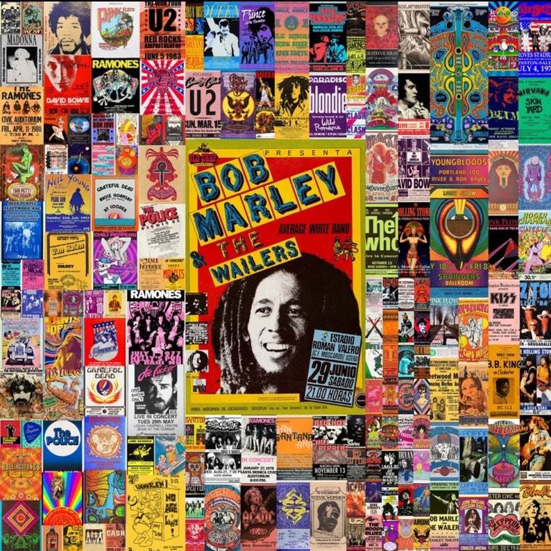 500 PCS Vintage Rock Band Poster Collage Kit (digital Download) - Etsy