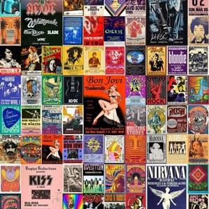 500PCS Retro Vintage Concert Poster, Band Poster , Classic Rock Posters ...
