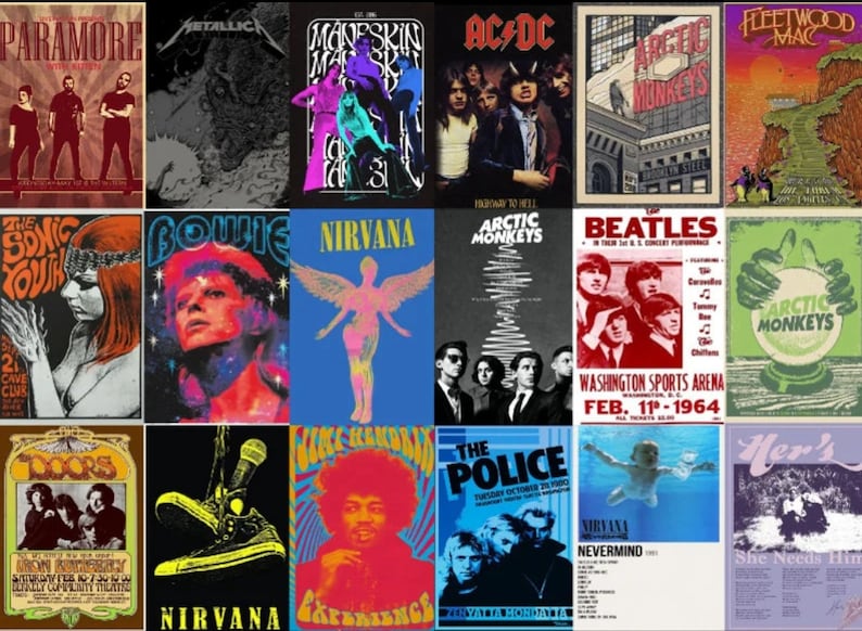 500 PCS Vintage Rock Band Poster Collage Kit (digital Download) - Etsy