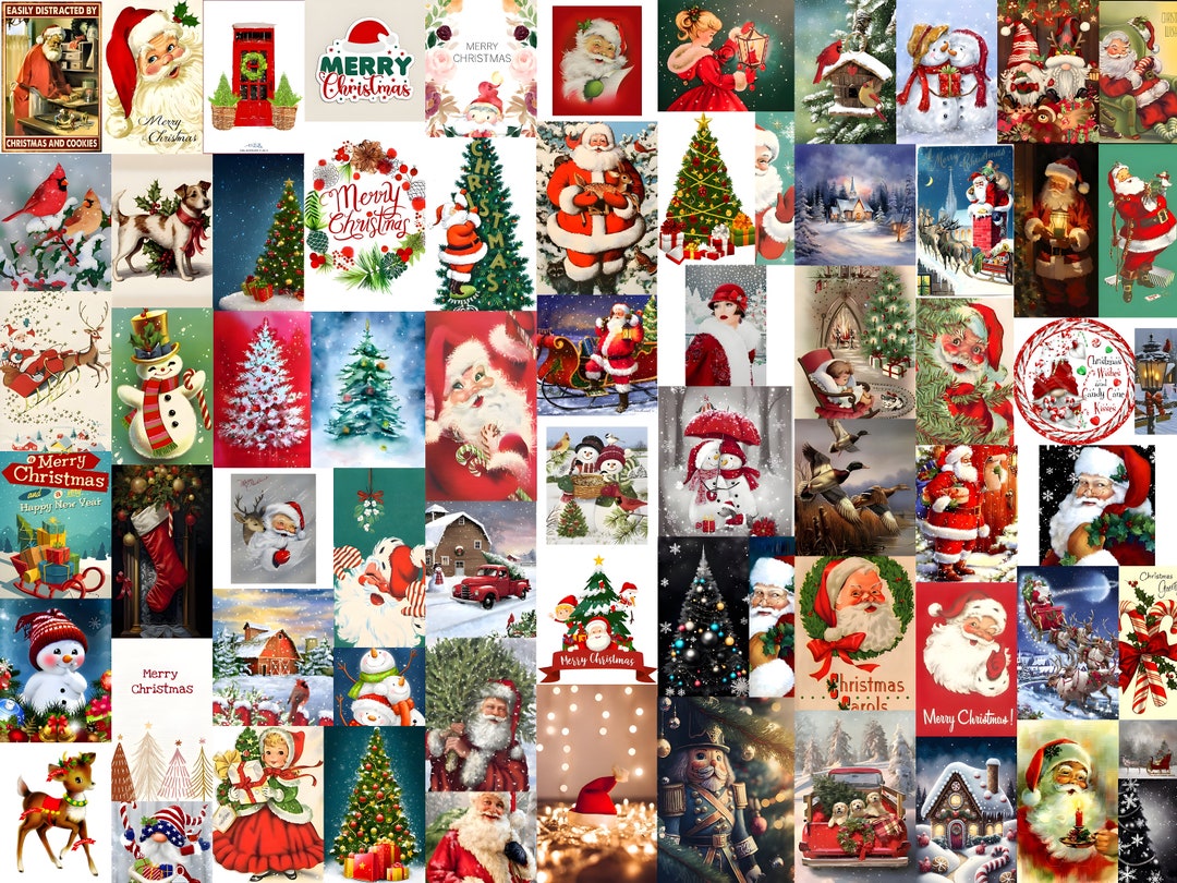140 PCS Christmas Poster Set| Vintage Christmas Wall Decor| Christmas ...
