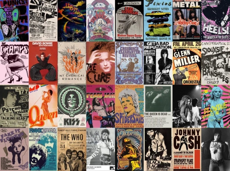 500 PCS Vintage Rock Band Poster Collage Kit (digital Download) - Etsy