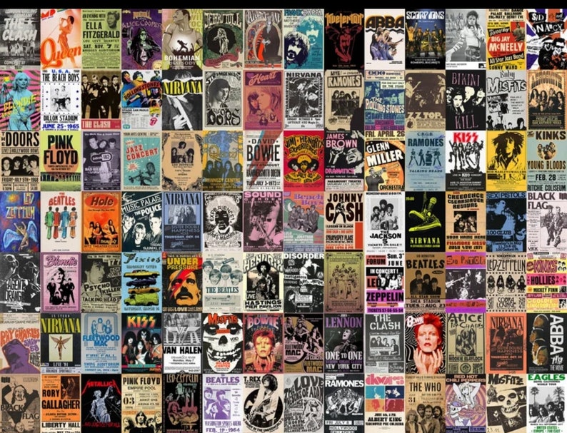 500 PCS Vintage Rock Band Poster Collage Kit (digital Download) - Etsy