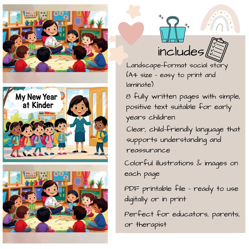 Repeating Kinder Social Story | Printable Book for 3-4 Year Olds ...