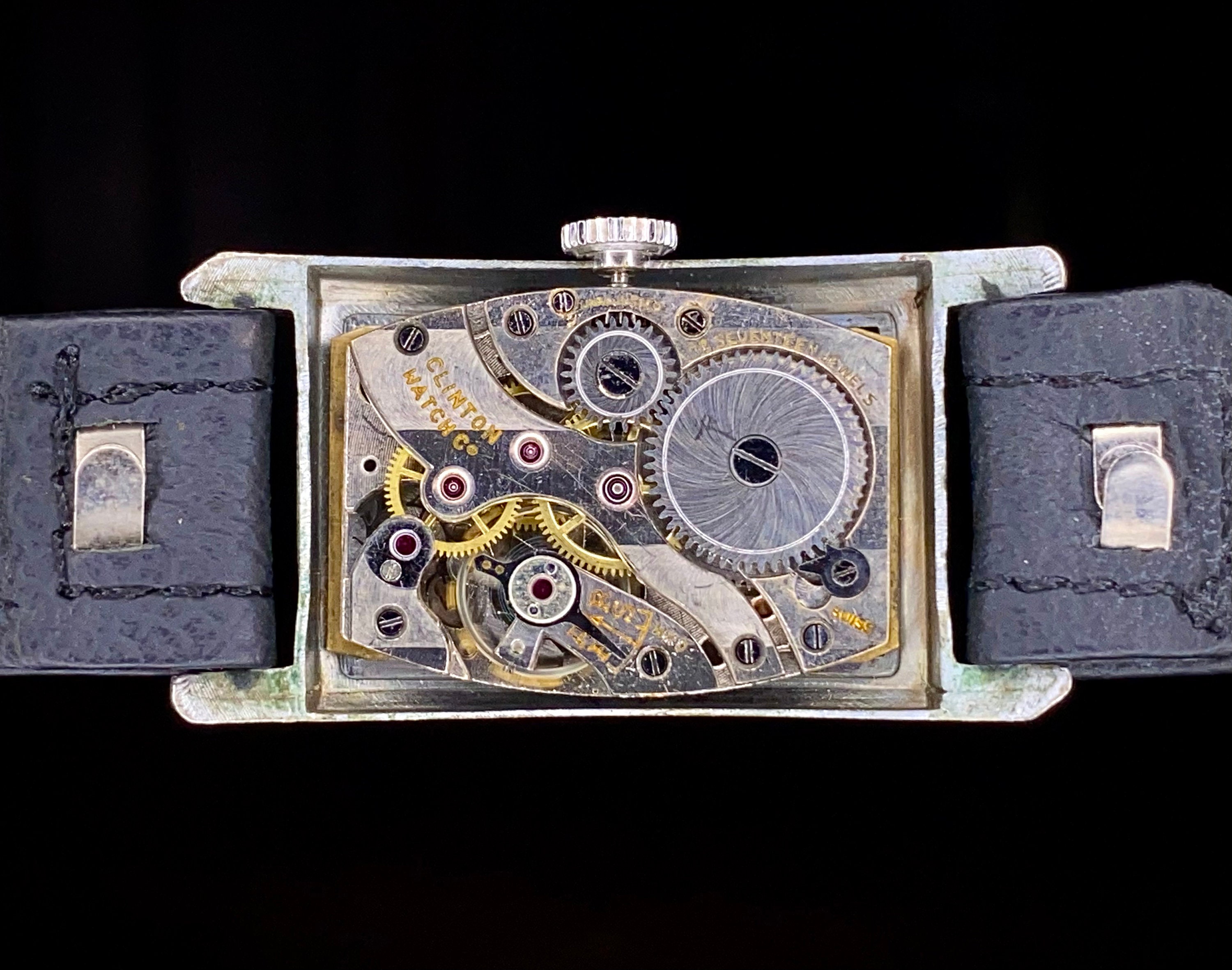 1930s Clinton Duo-dial Doctors Rectangular Art Deco Watch, Chrome Case ...