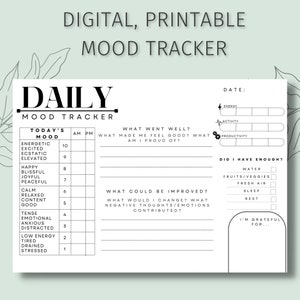 DIGITAL MOOD TRACKER. Instant Download Digital Printable Daily Mood ...