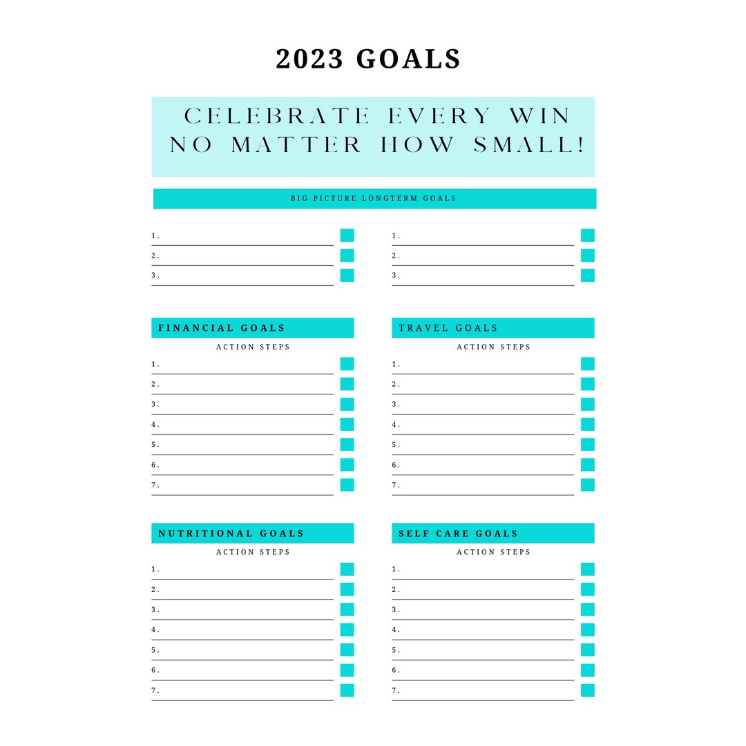 2023 Goals Digital Goal Planning Worksheet 2023 Digital Goal - Etsy