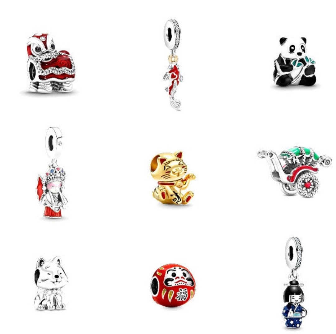 S925 Sterling Silver Akita Inu, Geisha, Japanese, Koi Fish, Panda ...