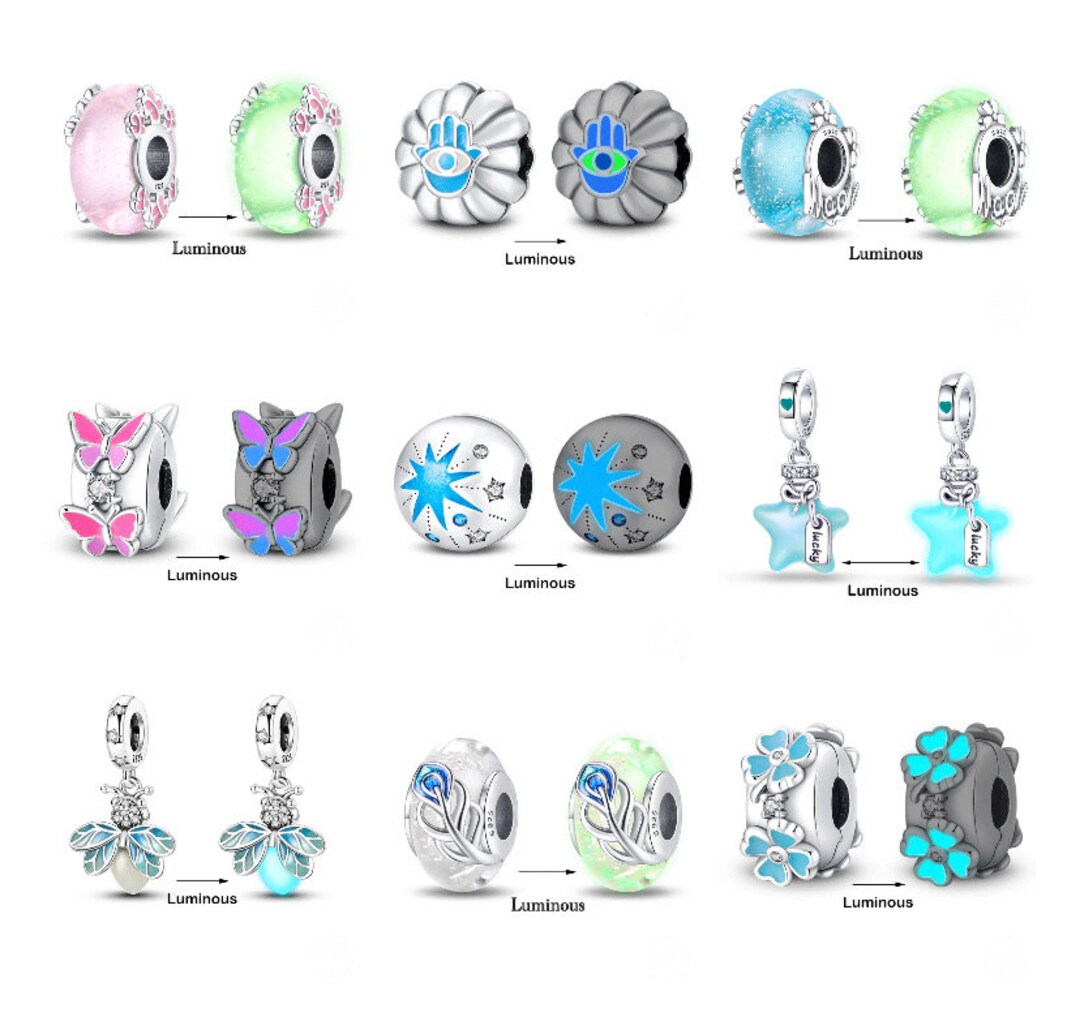 S925 Sterling Silver Pandora Charm Glow in the Dark Firefly Honeybee ...