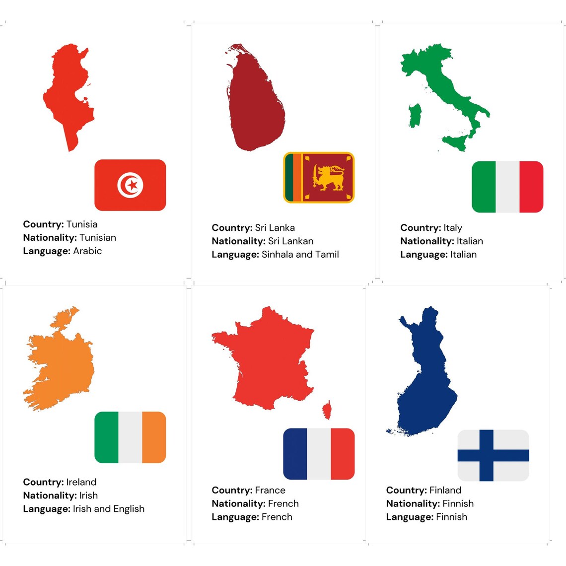 All Countries With Printable Flags, Maps, Nationalities and Languages ...