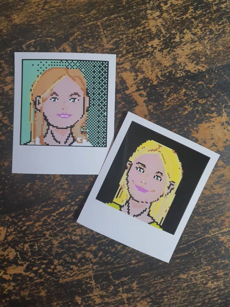 Digital Pixel Polaroid Art 8bit Retro Portrait - Etsy