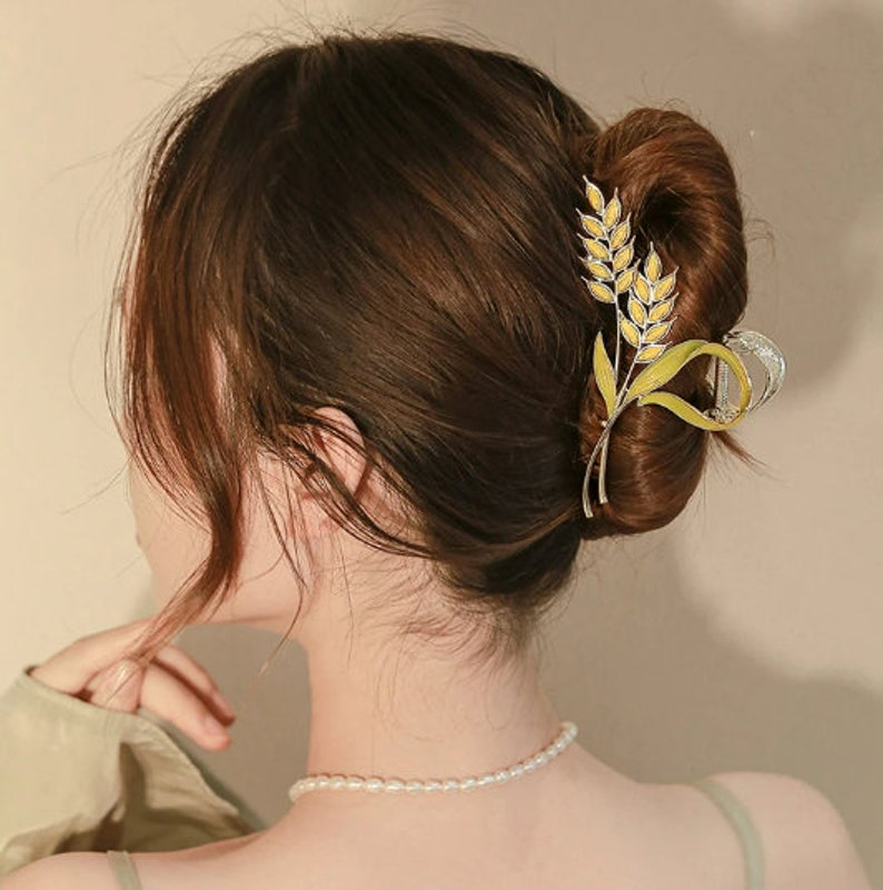 Enamel Metal Butterfly Claw Clips Colorful Flower Hair Claw Golden Ears ...