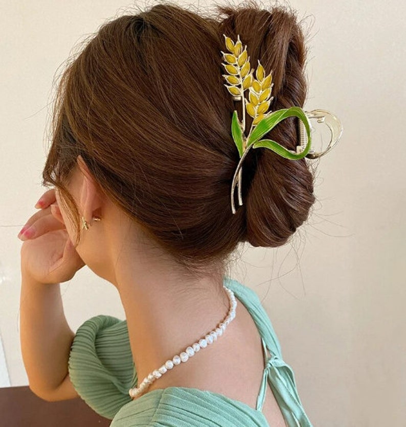 Enamel Metal Butterfly Claw Clips Colorful Flower Hair Claw Golden Ears ...