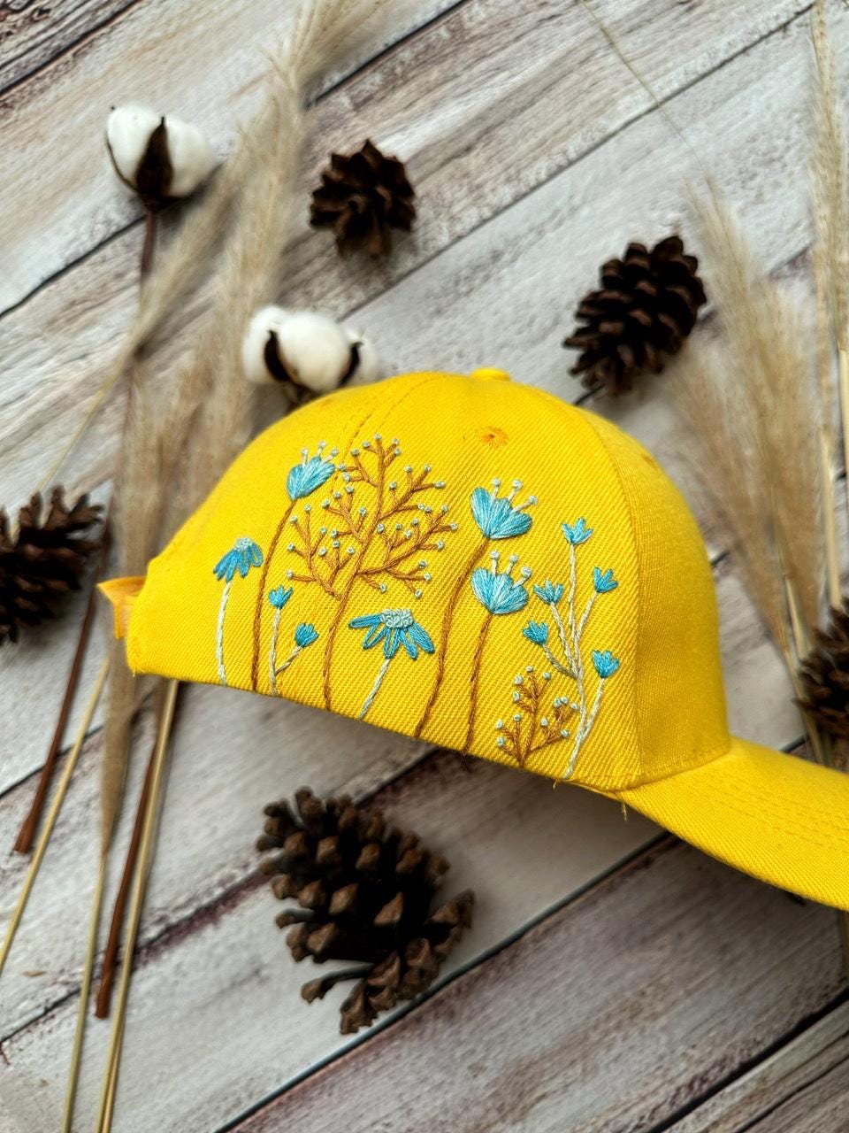 Hand-embroidered Insect Baseball Cap: Wildflower Botanical Design - Etsy