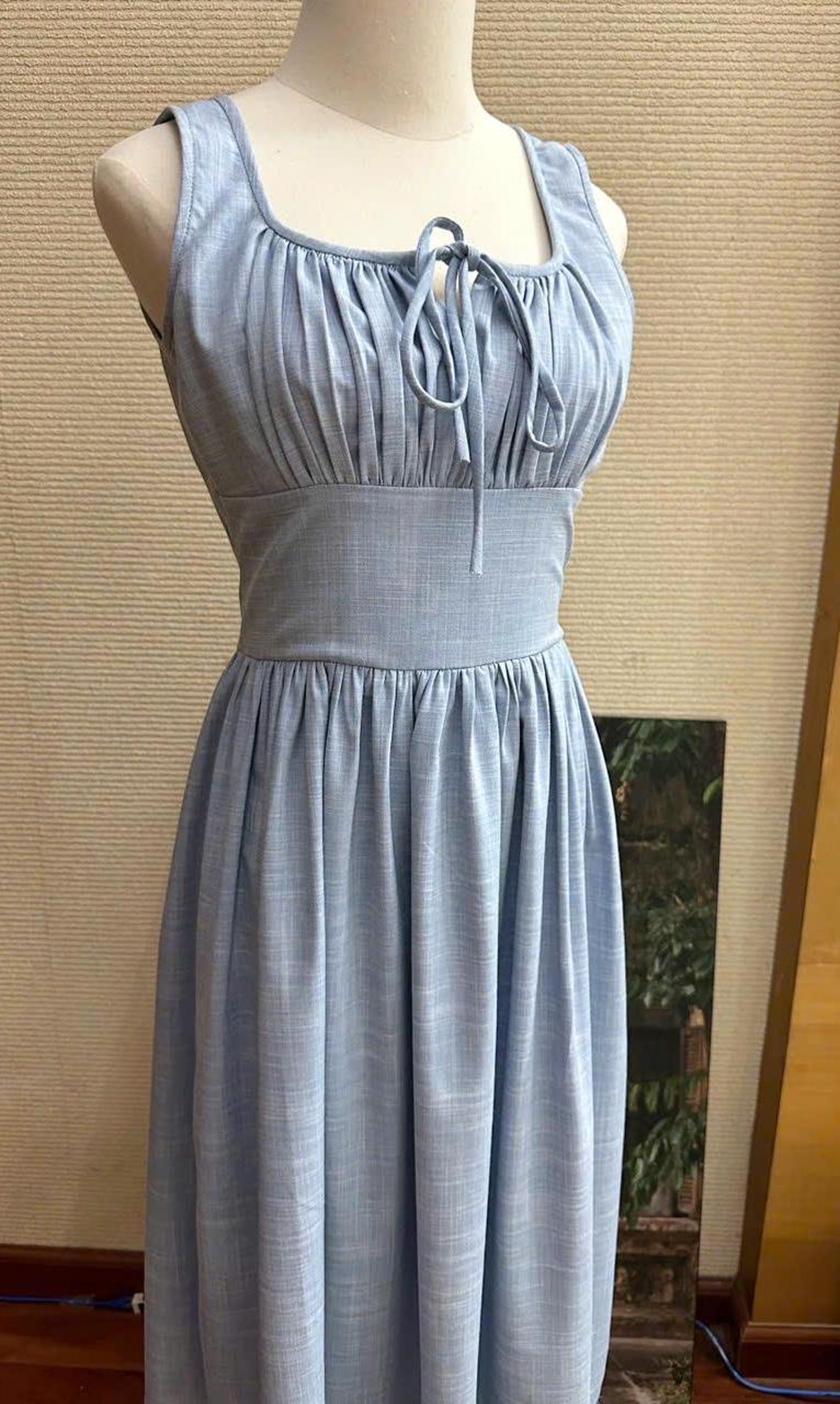 1950s Cottagecore Light Blue Dress - Custom Made for Timeless Elegance ...