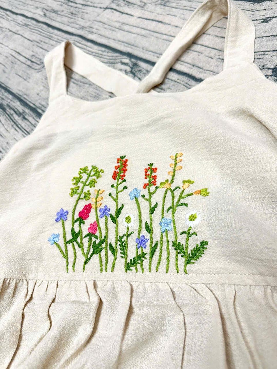 Cute Floral Aprons for Women Personalized Hand-embroidered Wildflowers ...