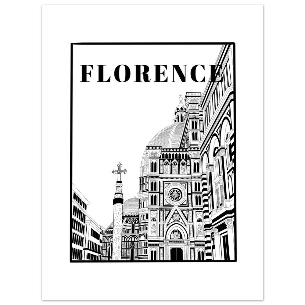 Florence Travel Poster Hand-drawn Art Print - Etsy
