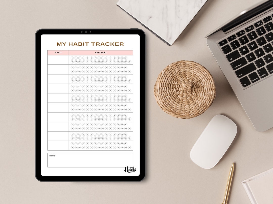 Printable Habit Tracker Pink Minimalist Health Tracker - Etsy