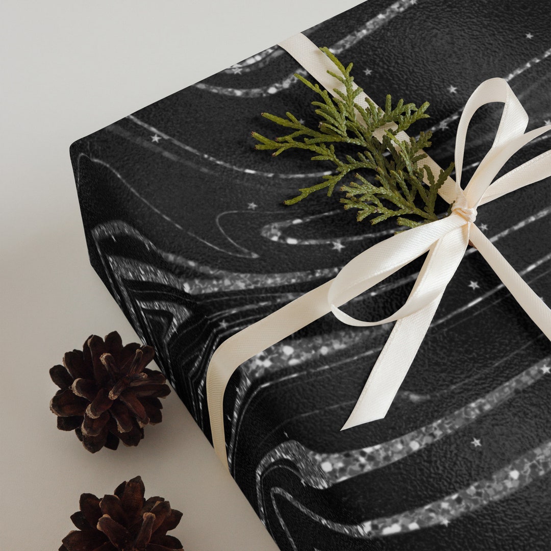 Beautiful Black and Silver Wrapping Paper Sheets - Etsy
