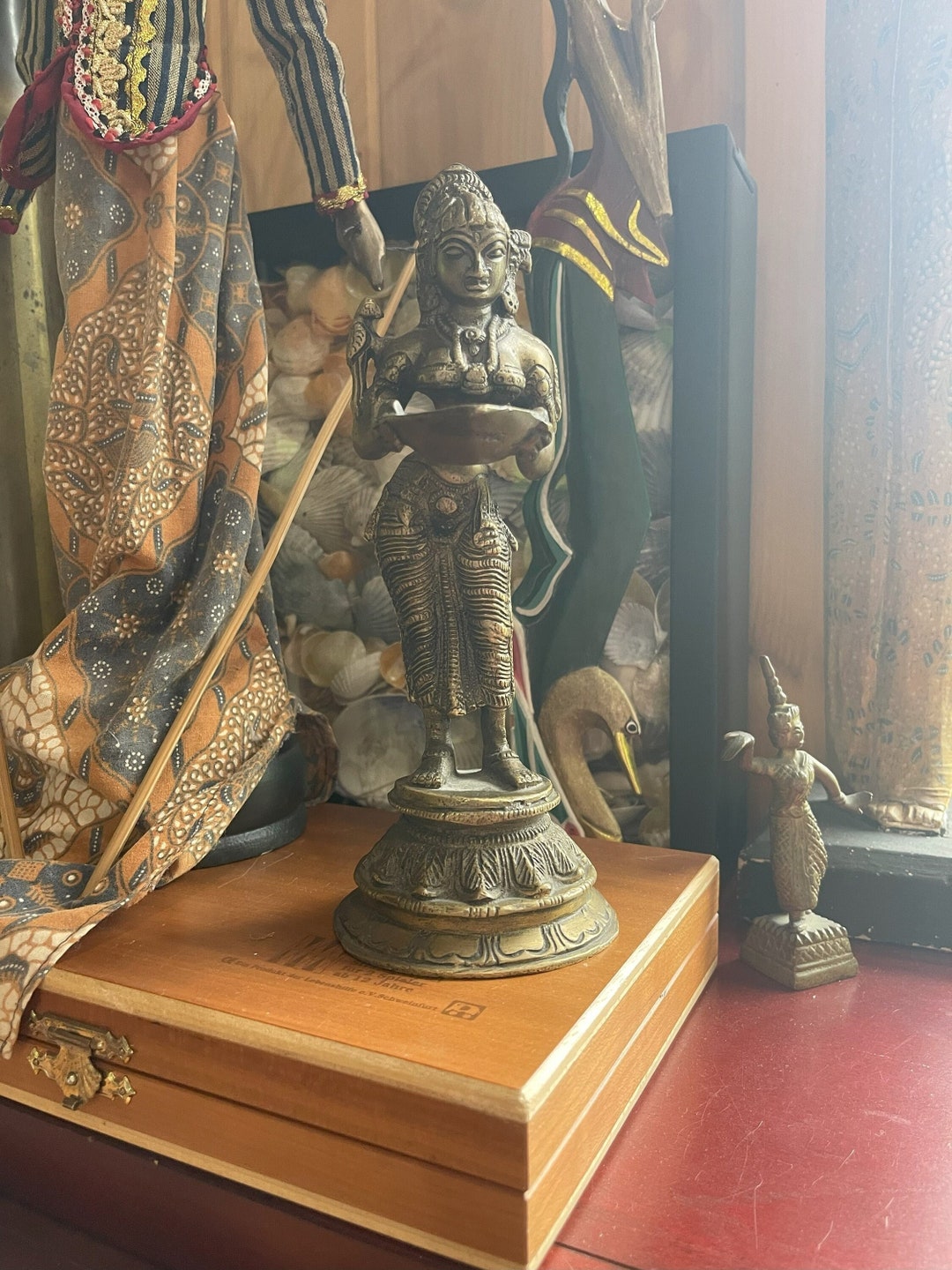 Vintage Bronze Hindu Devi Statue, Temple Goddess With Parrot (9") - Etsy