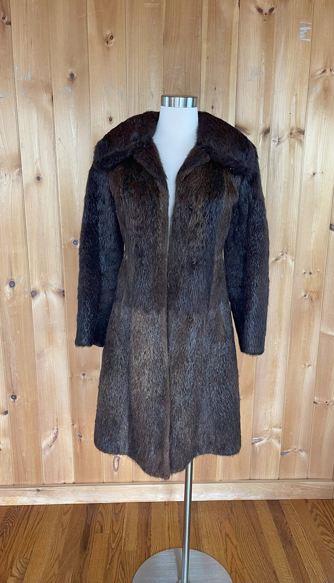 Vintage Fur Coat | Genuine Beaver Fur Jacket Overcoat | Brown Fur ...