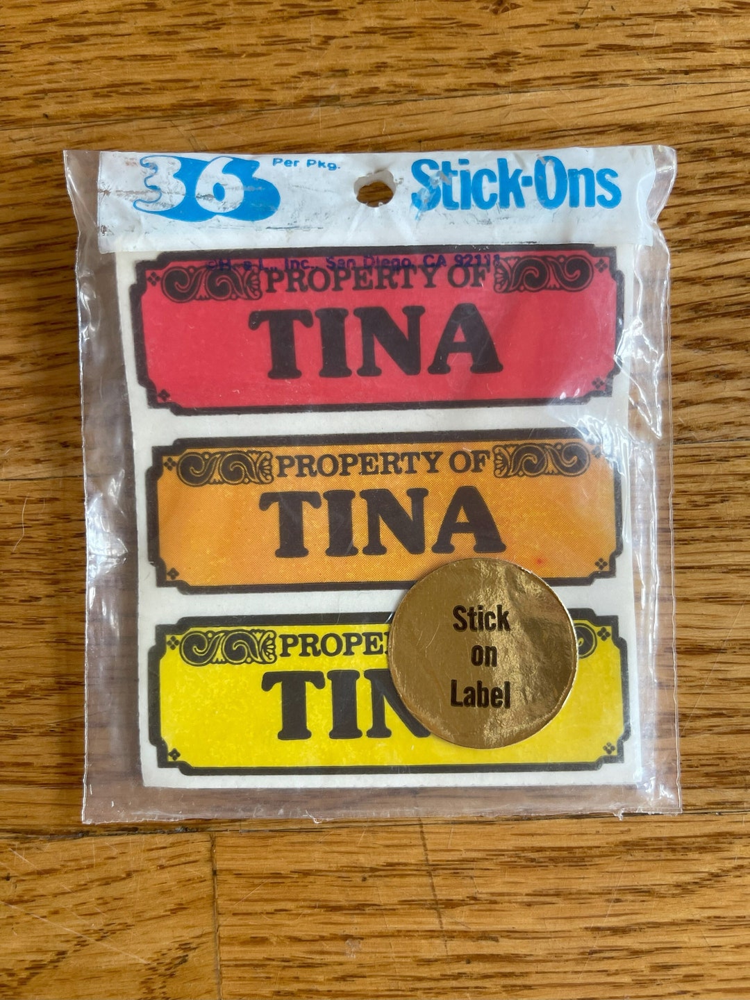 Vintage 1978 Property of Tina Stickers, New Pack 36 Retro Name Stickers ...