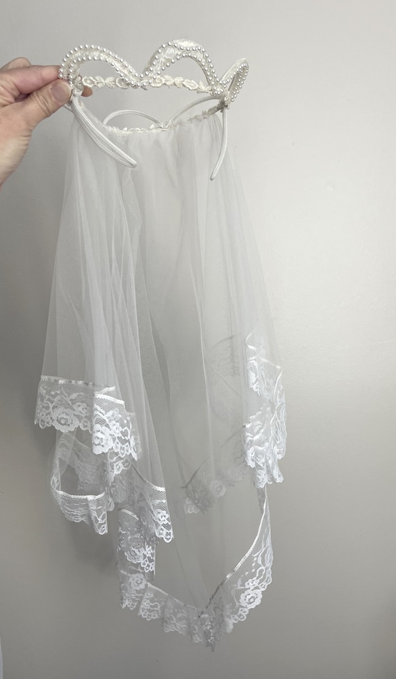 Vintage 80s First Holy Communion Dress with Veil - Gem