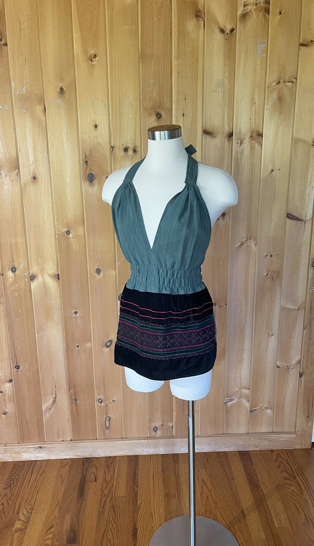 Vintage Y2K Green Hemp Halter Top Thai Fabric Boho Chic Top - Etsy