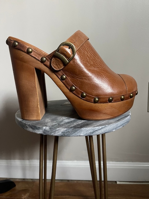 70s wood platform clogs - Gem