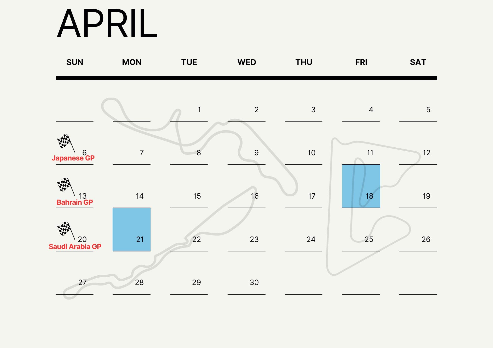 2025 F1 Racing Calendar PDF • Printable Formula 1 Schedule • Grand Prix ...
