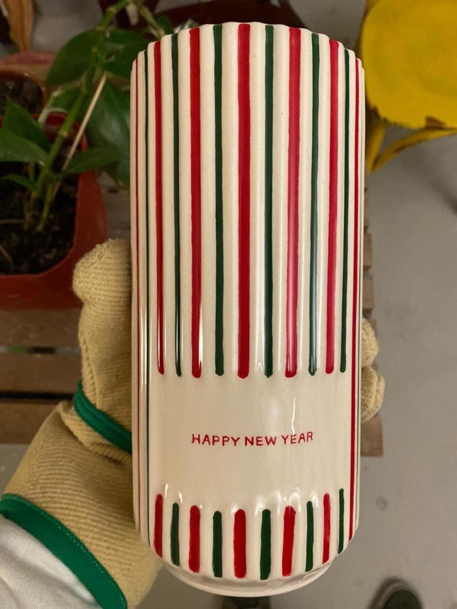 Christmas Ceramic Planter Flower Pot Handmade Planter Happy New Year ...