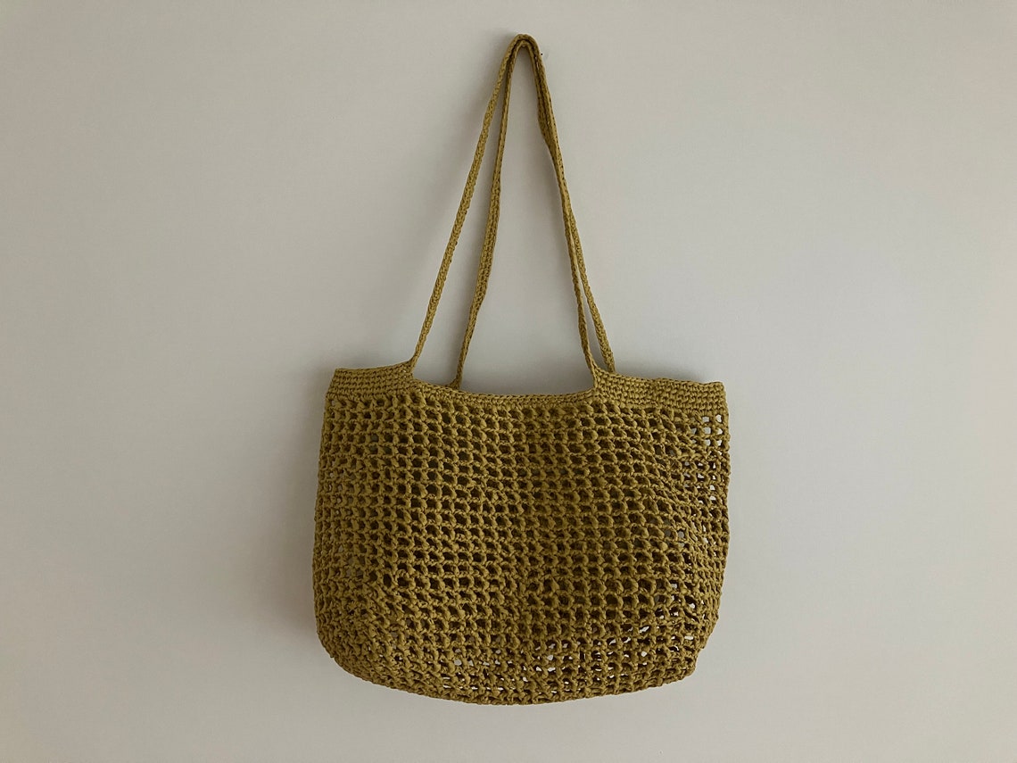 Paper Yarn Bag, Hand-knitted Tote, Crochet Raffia Tote, Mother's Day ...
