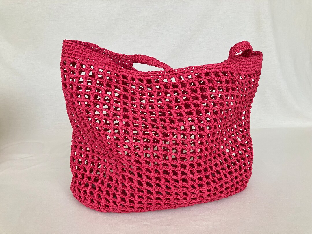 Paper Yarn Bag, Hand-knitted Tote, Crochet Raffia Tote, Mother's Day ...