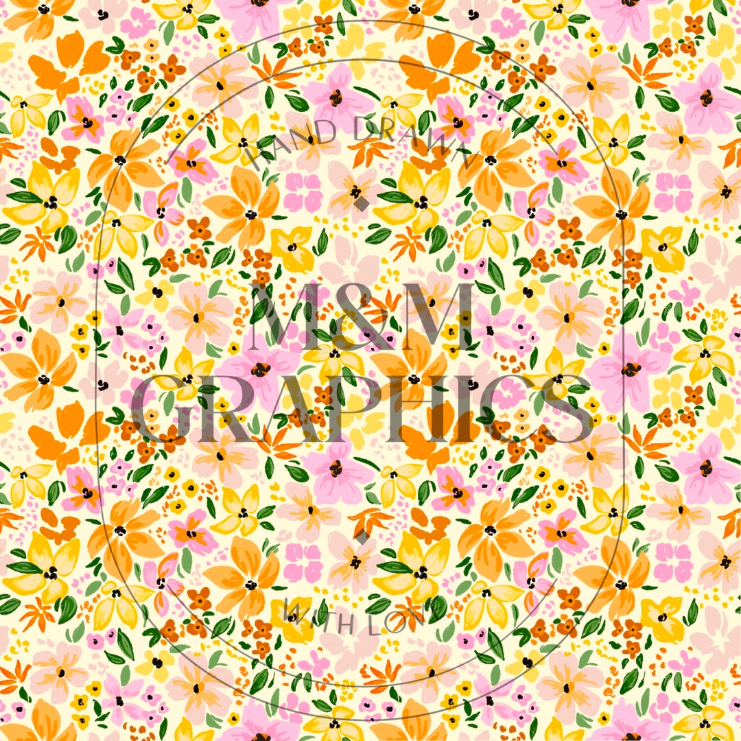 Yellow Floral Seamless File - Etsy