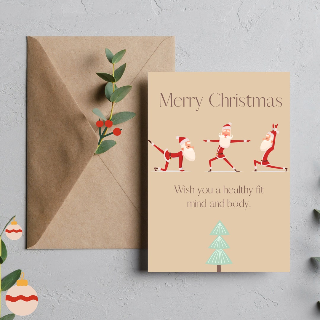 Printable Fit Christmas Card, Fitmas, Yoga Christmas Card, Karte ...