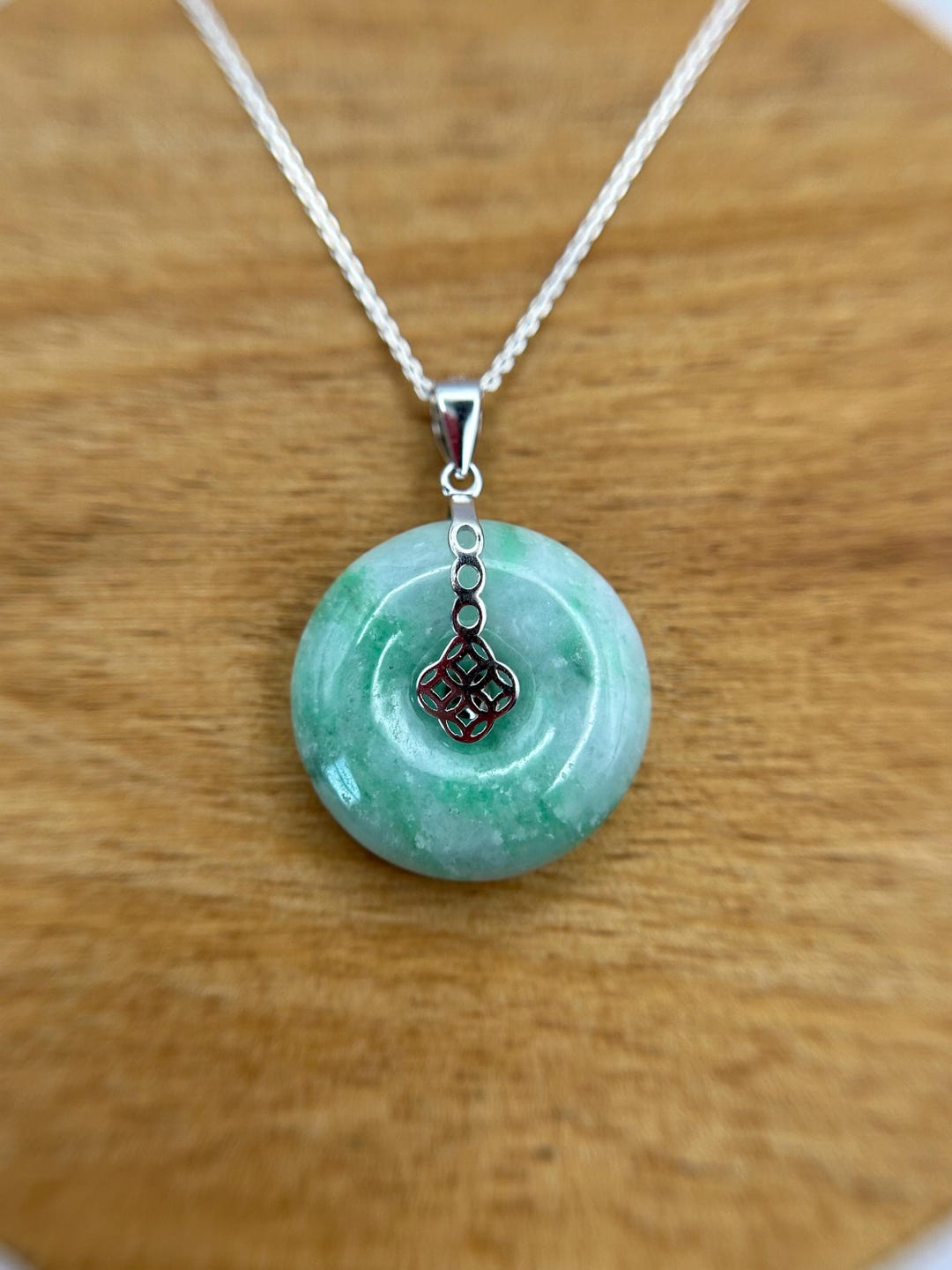 Grade A Natural Green Jadeite Pi Disc Pendant Silver Necklace - Etsy